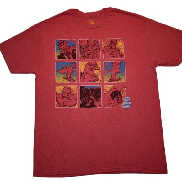 Marvel | Shirts | Disney Phineas Ferb Mens Mission Marvel Red Shirt New ...